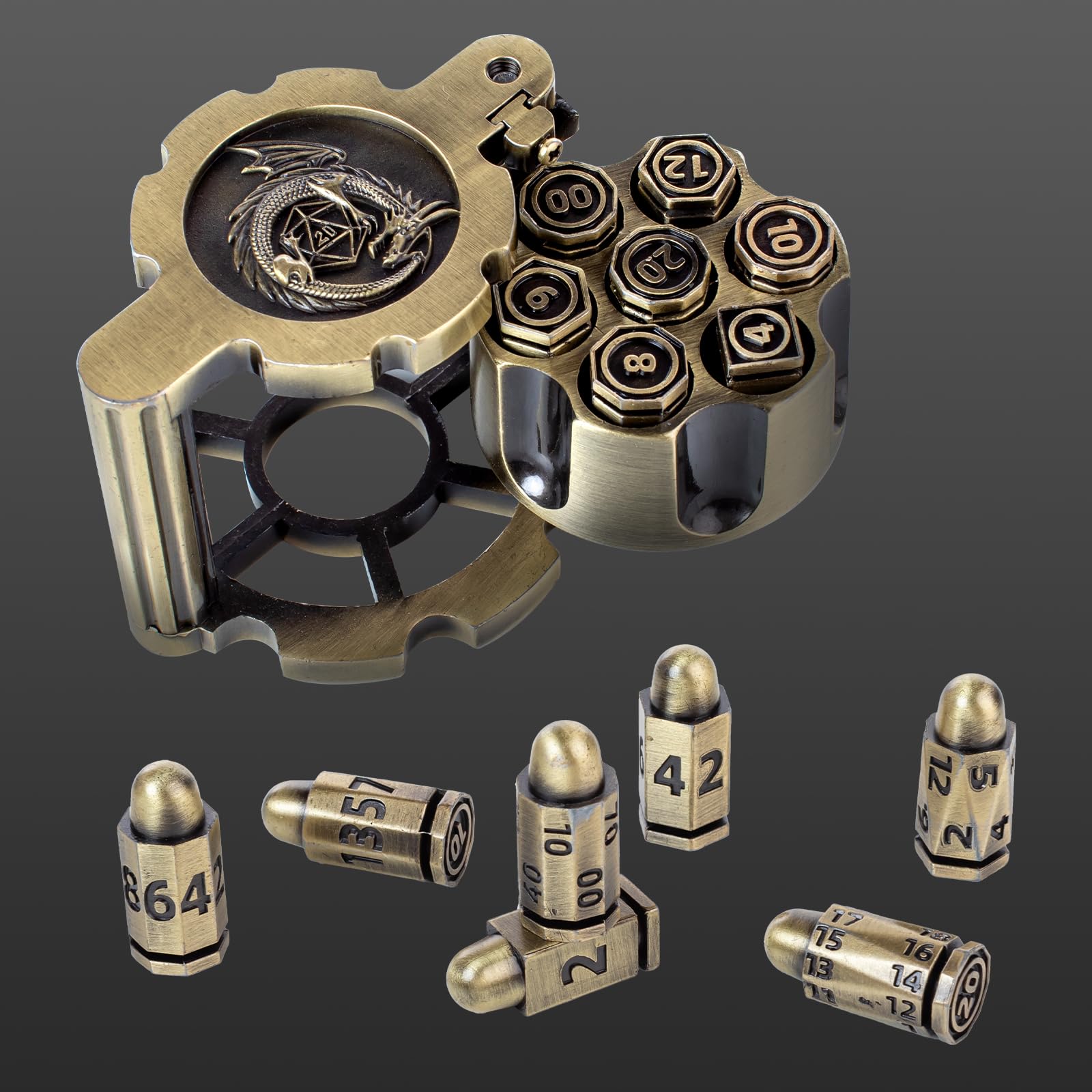 Amazon.com: Metal Polyhedral Bullet Dice Set of 7 with Spinning ...