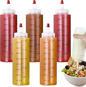 5Pcs, Squeeze Bottles, 8 Oz/250 Ml, Squeeze Condiment Bottles With Cap ...