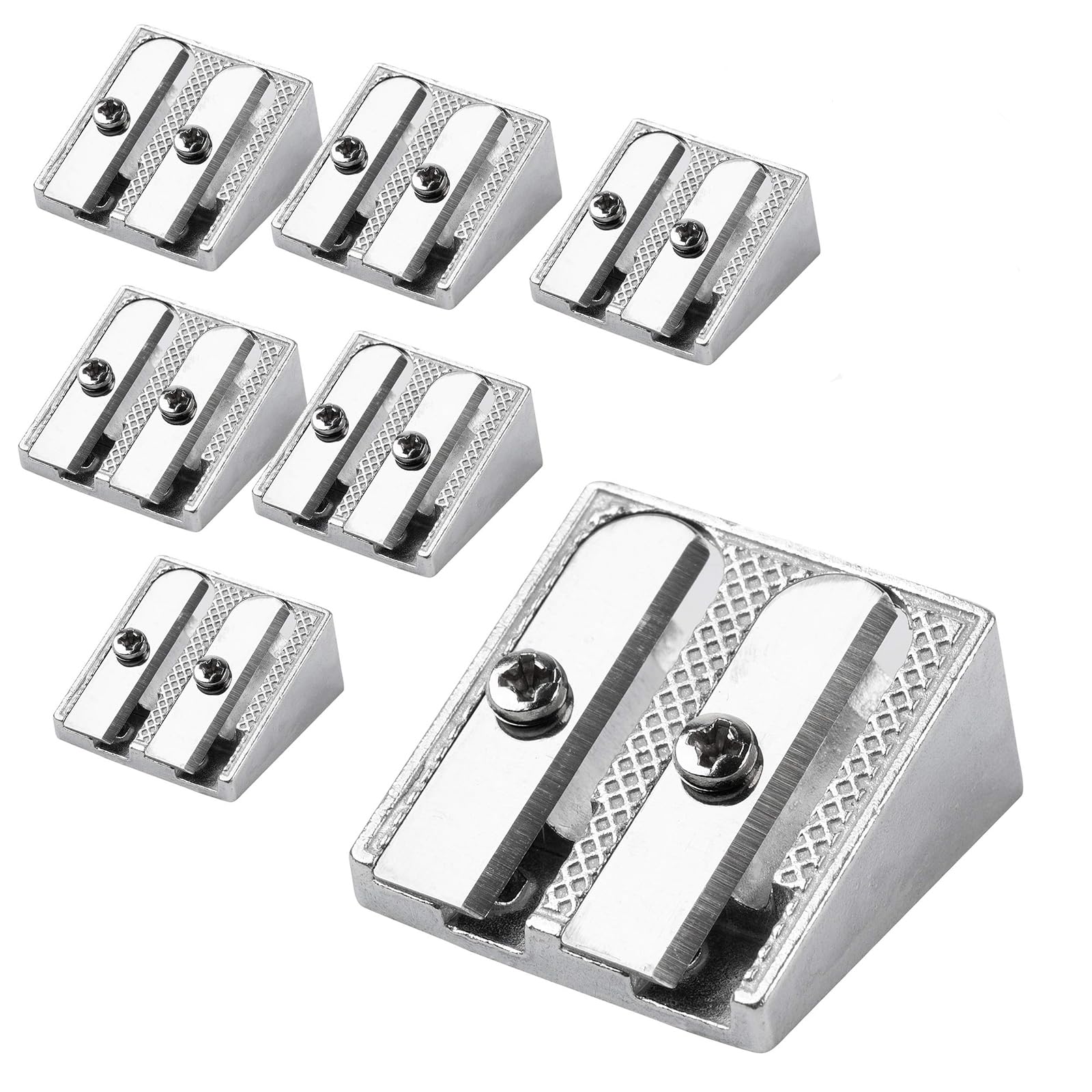Pack of 6 Metal Pencil Sharpeners with Double Hole and Beveled Tip for ...