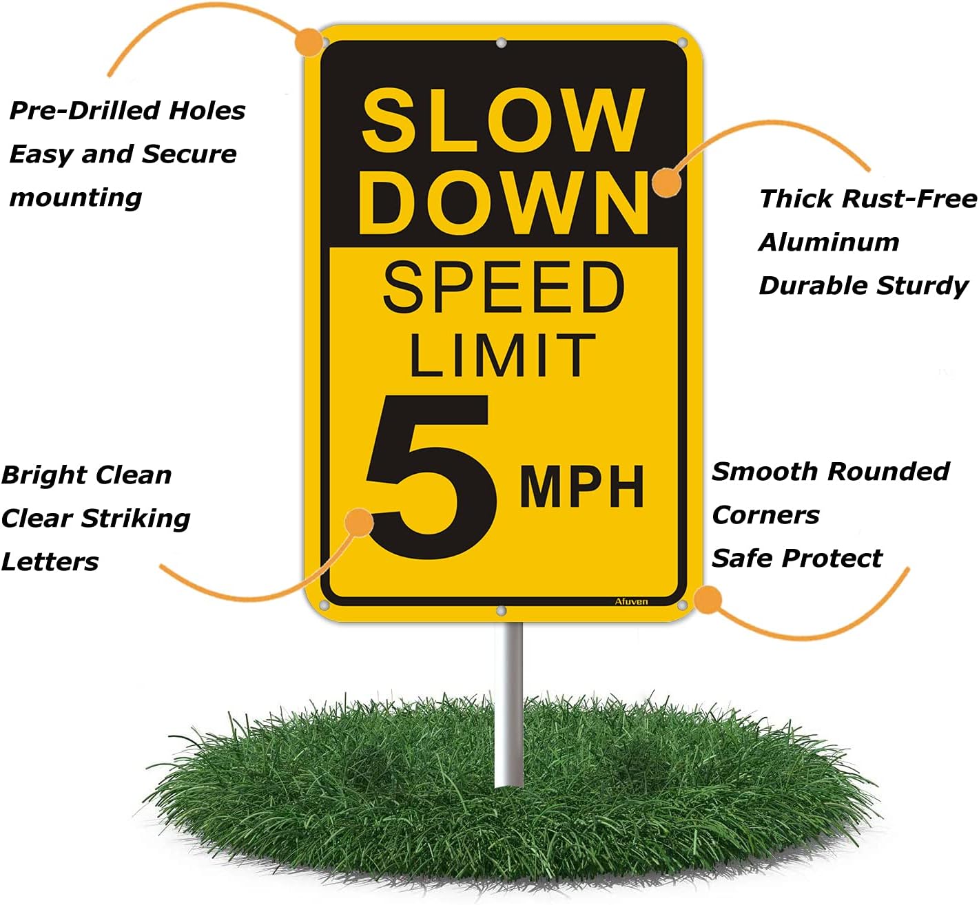 Slow Down Speed Limit 5 MPH Signs 10 x 14 Inches Slowly Drive Sign ...
