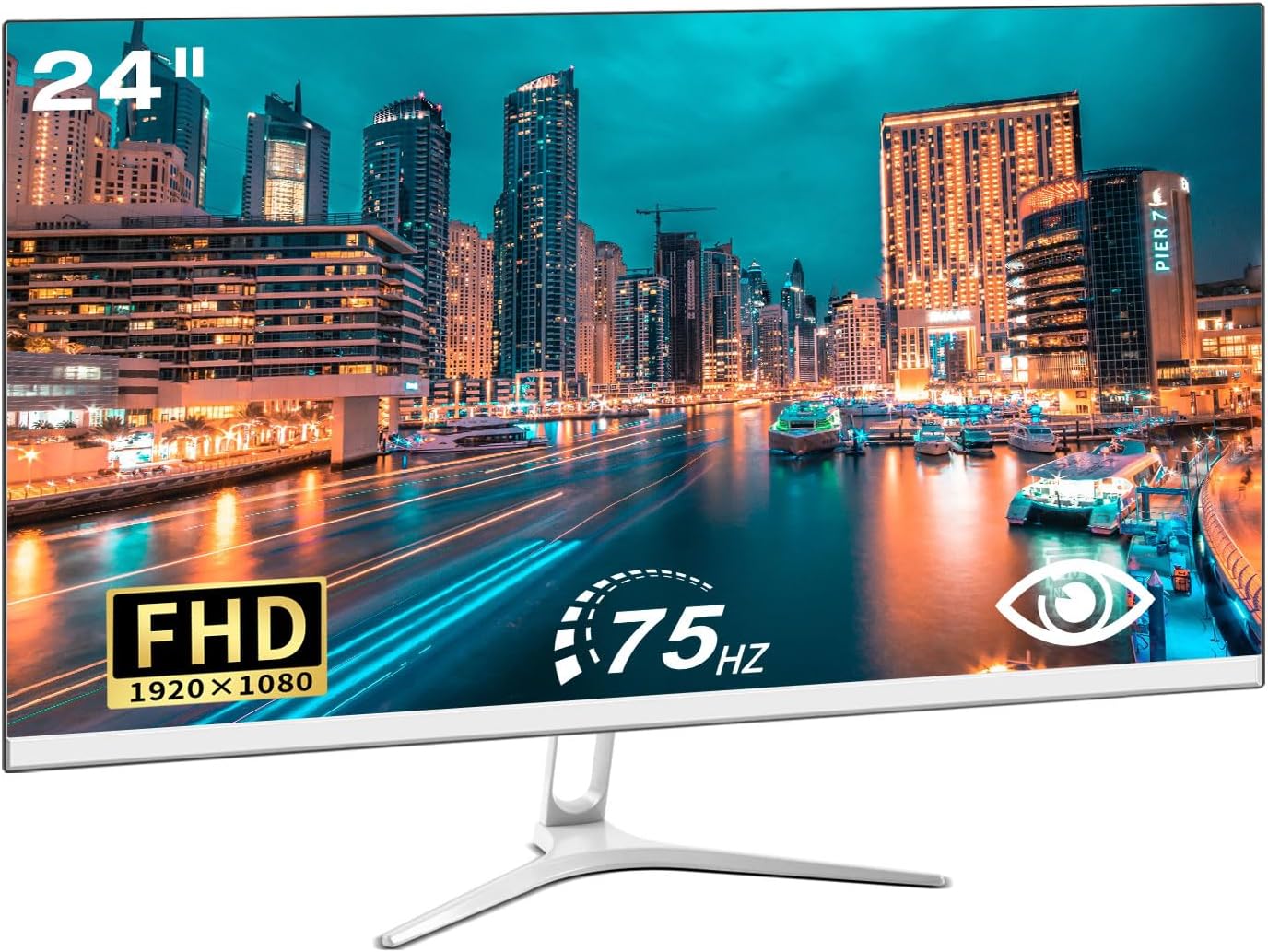 HTNZIR 24 Inch Monitor FHD 1920 x 1080, 75Hz, VESA, HDMI, VGA VA, 4ms ...