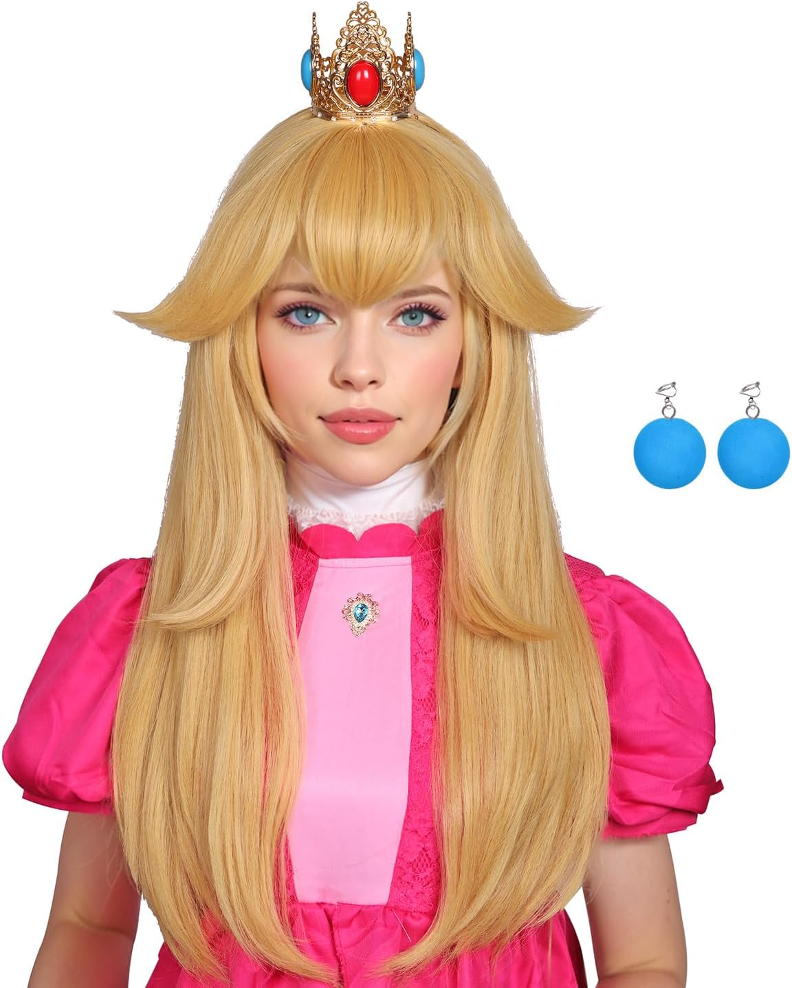 Amazon.com: ANOGOL Hair Cap+Princess Wig Long Wavy Halloween Cosplay ...