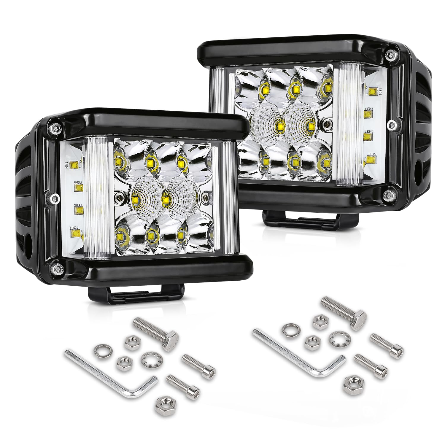 LED Pods Light Niking Auto 2Pcs 4 Inch 96W Dually Side Shooter LED ...