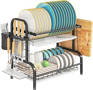 Amazon.com - LEGUANG Dish Drying Rack, 2-Tier Stainless Steel Dish ...
