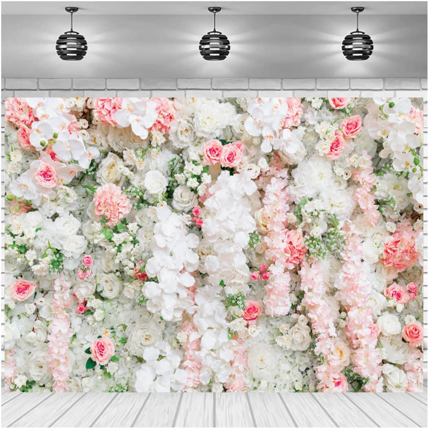 White Flower Wall Backdrop Wedding Custom Background