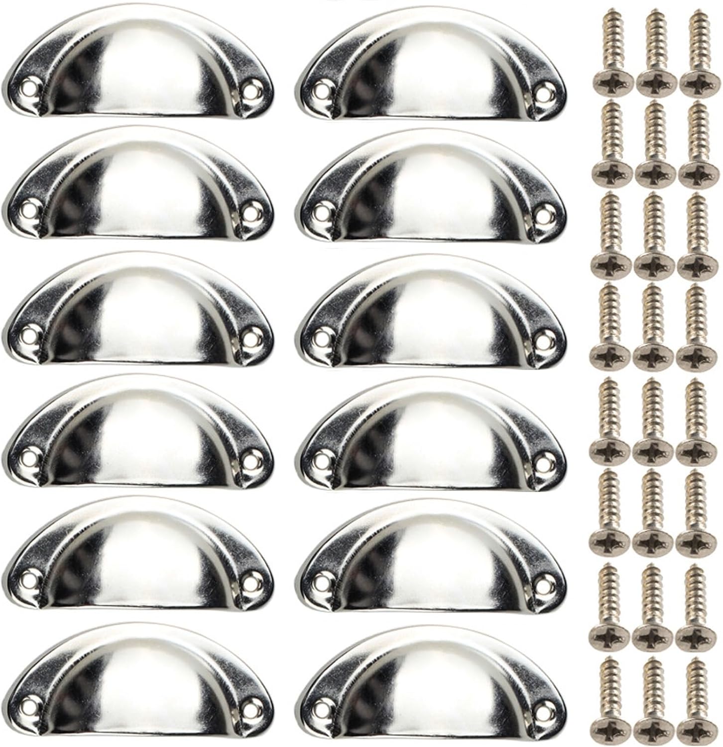 Mokife Cabinet Cup Pulls 3 inch (82mm), Modern Silver Kitchen Cabinet ...