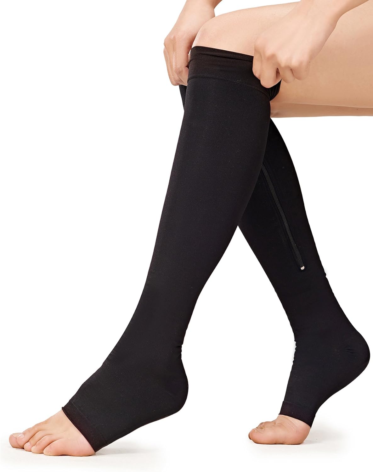 Amazon.com: UNCONFINE Zipper Compression Socks Open Toe & Medical and ...
