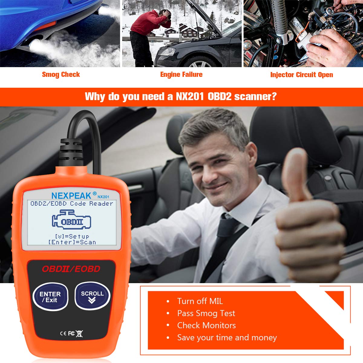 NEXPEAK NX201 Universal OBD2 Reader Car Engine Fault Code Scanner Read nexpeak-nx201-universal-obd2-reader-car-engine-fault-code-scanner-read