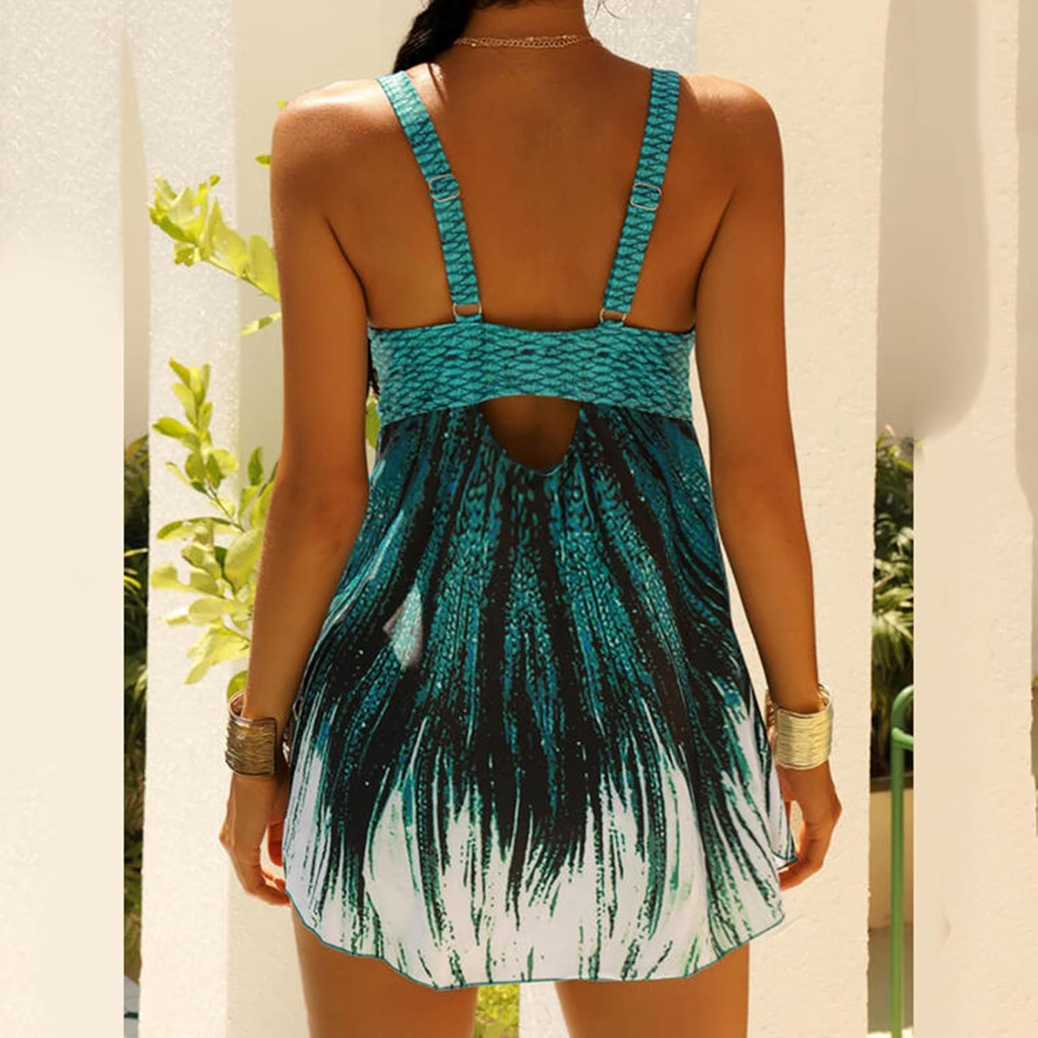 Tankini Swimsuits for Women,Women's Printed Tankini Slimming Flesh ...