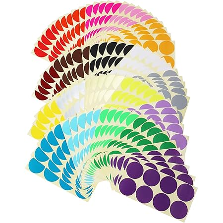 LJY 50mm Round Dot Stickers Color Coding Labels, 12 Different Assorted ...