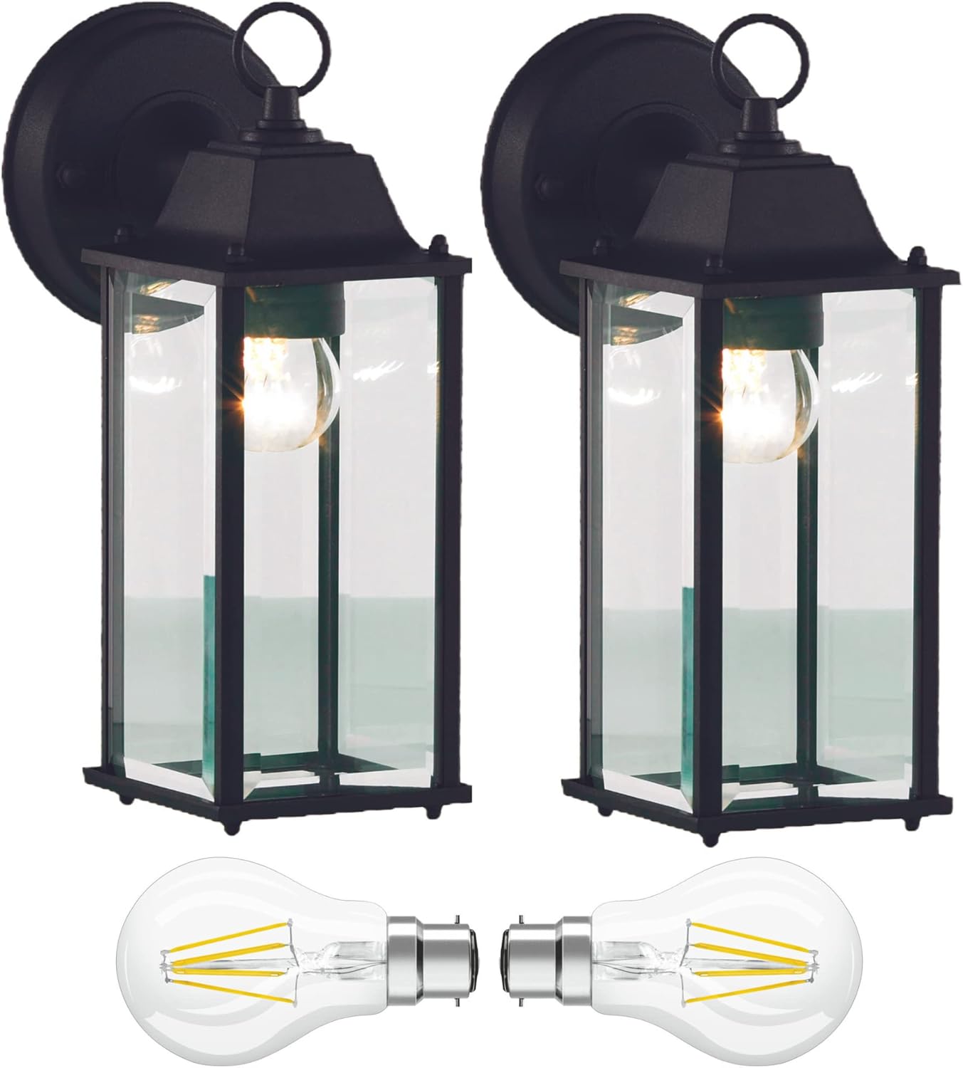 Outdoor Mains Wall Light Bevelled Full Lantern - For Doorways Patios ...