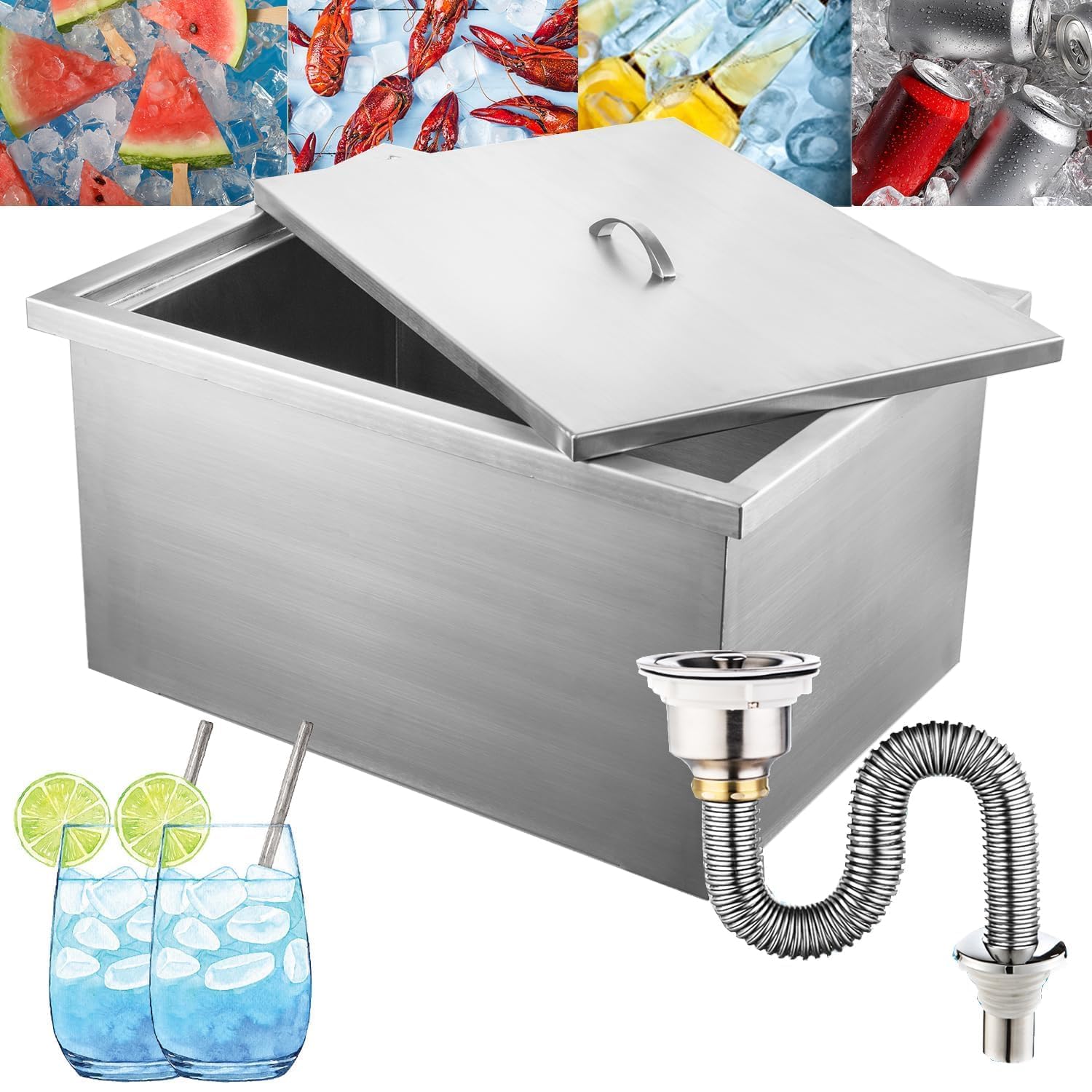 Amazon.com: Minneer Stainless Steel Ice Chest 18"L x 12"W x 14.5"H,ice ...