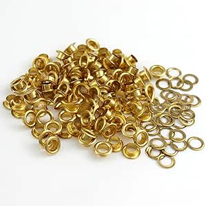 Amazon.com: HarParBar 50 Sets Gold Grommet Kit 6mm Metal Eyelets ...