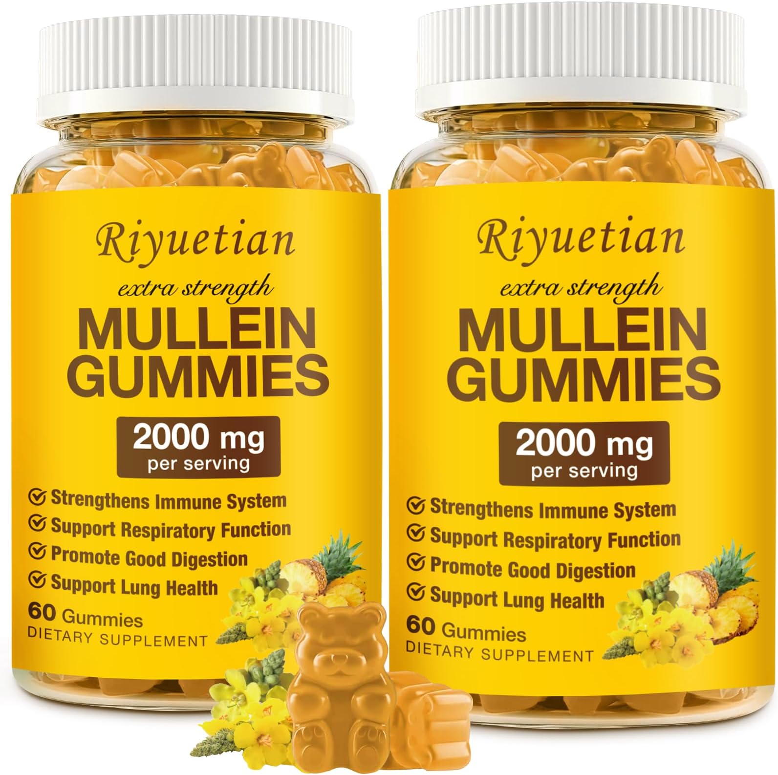 Amazon.com: BIO KRAUTER Mullein Gummies for Lungs 2000 mg - 60 Chews ...
