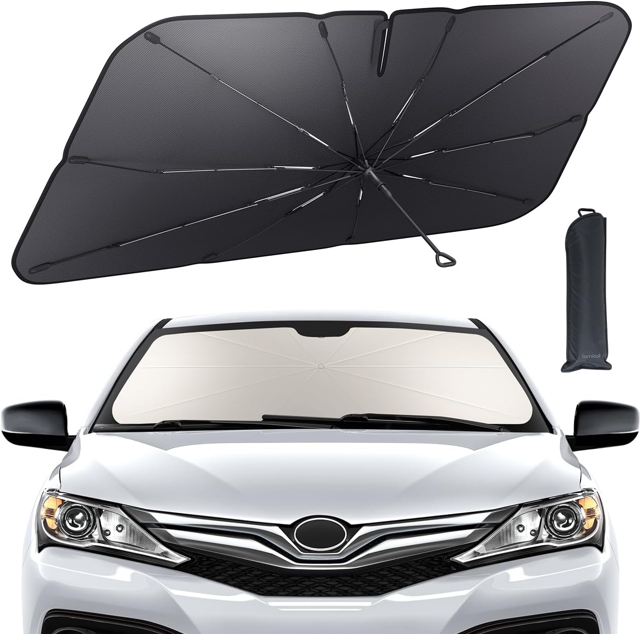 Lamicall Car Windshield Sunshade Umbrella – [57"L x32"W] [5-Layer UV ...