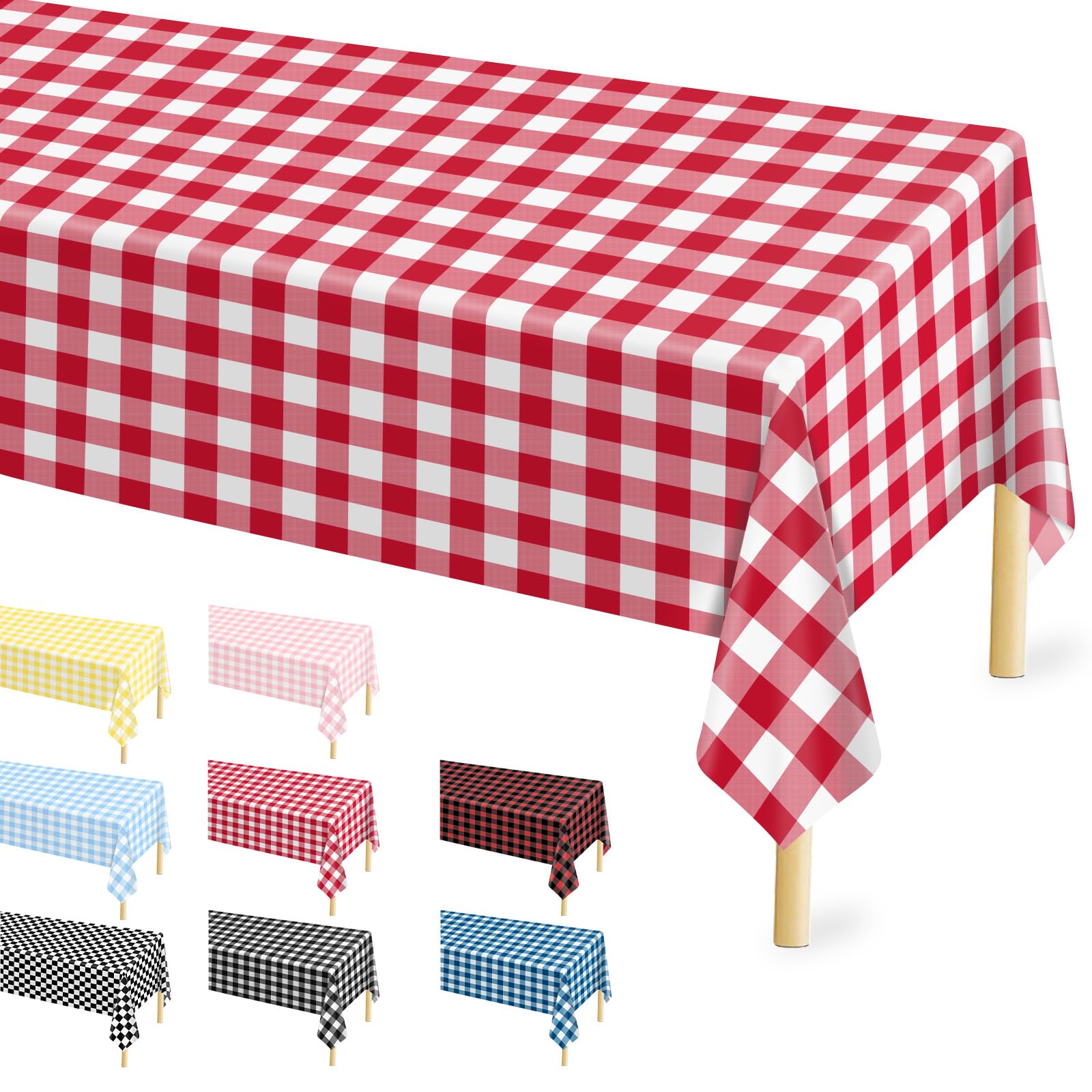 Amazon.com: 4 Pcs Red Checkered Tablecloth 54 ×108 Inches Rectangle Red Gingham Tablecloth ...