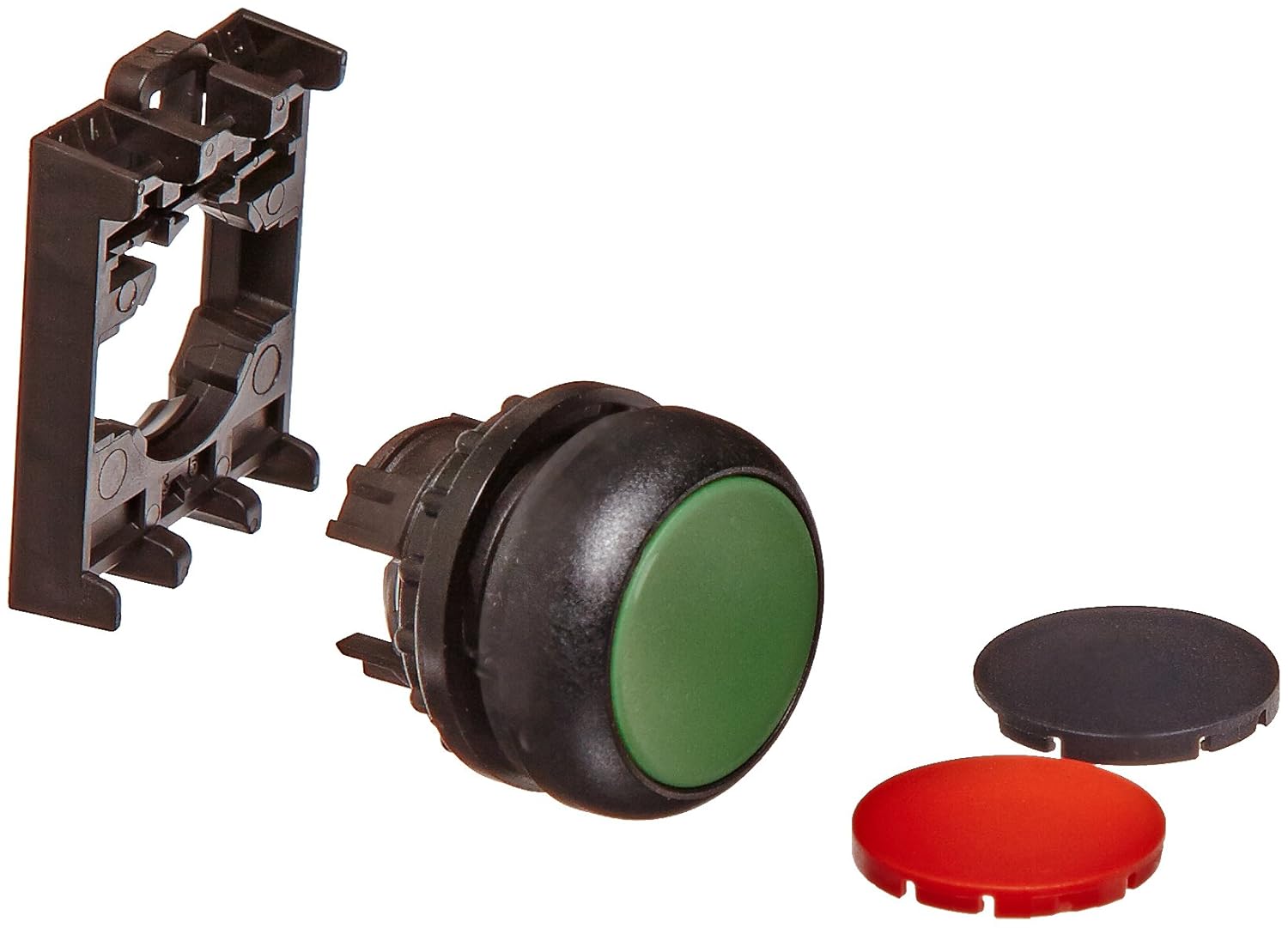 Eaton M22S-D-X-SRG Pushbutton, 22mm Diameter, Flush Mounted, Black, Red Green Actuator, Black ...