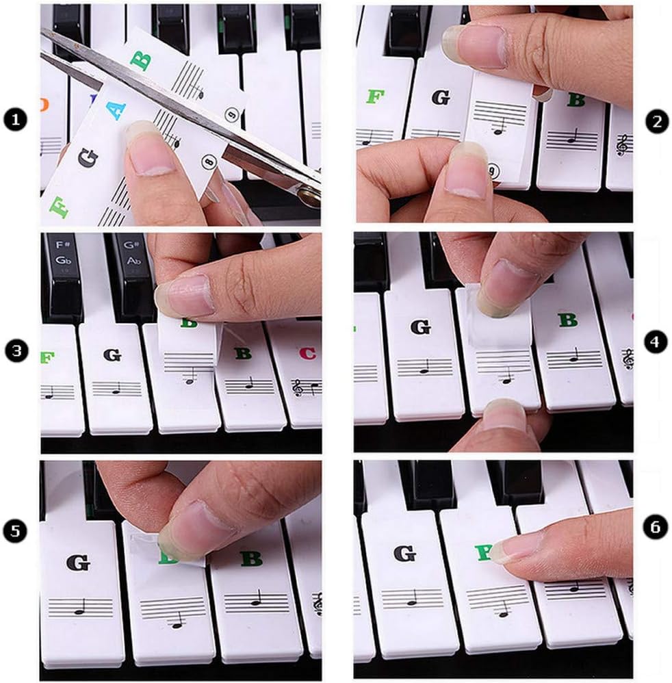Buy Piano Keyboard Stickers for 88/61/54/49/37 Key, Colorful Piano ...