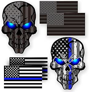 Amazon.com - 6 Pack Reflective All Black American Flag Sticker,