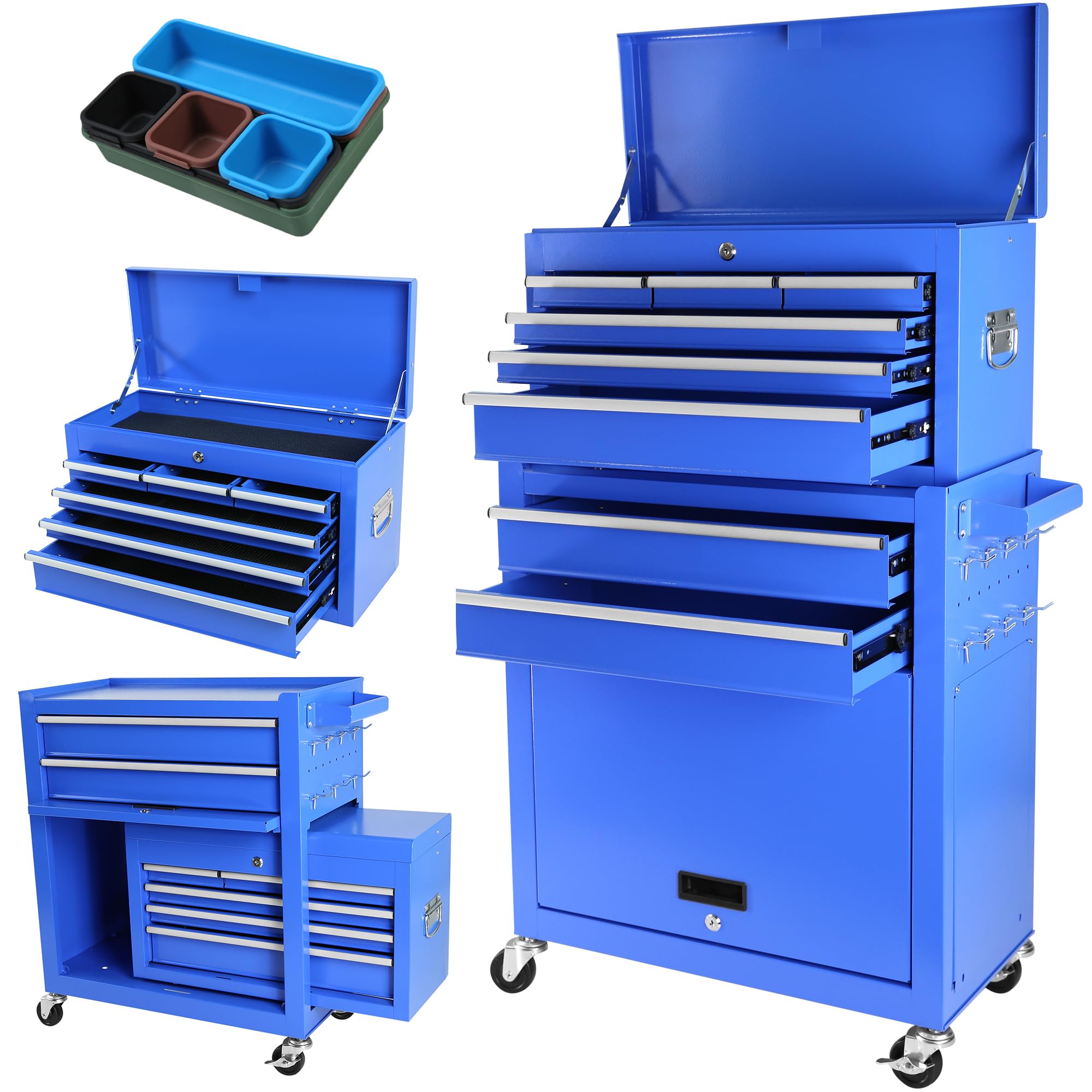 nifoti Rolling Tool Chest,8 Drawers Lockable Tool Storage Cabinet with ...