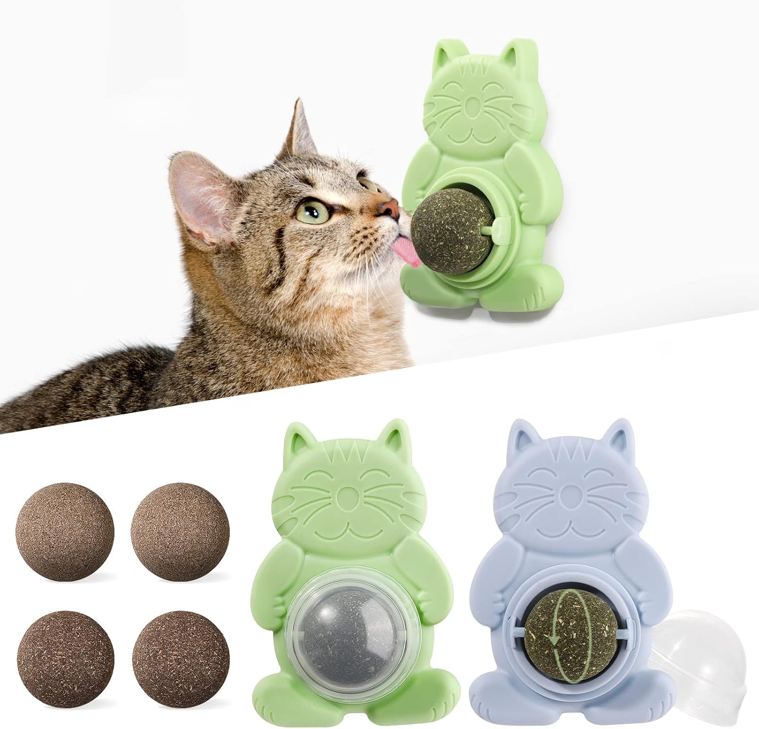 Amazon.com : Pawaboo Catnip Wall Balls, Rotatable Detachable Spherical Teeth Cleaning Dental ...