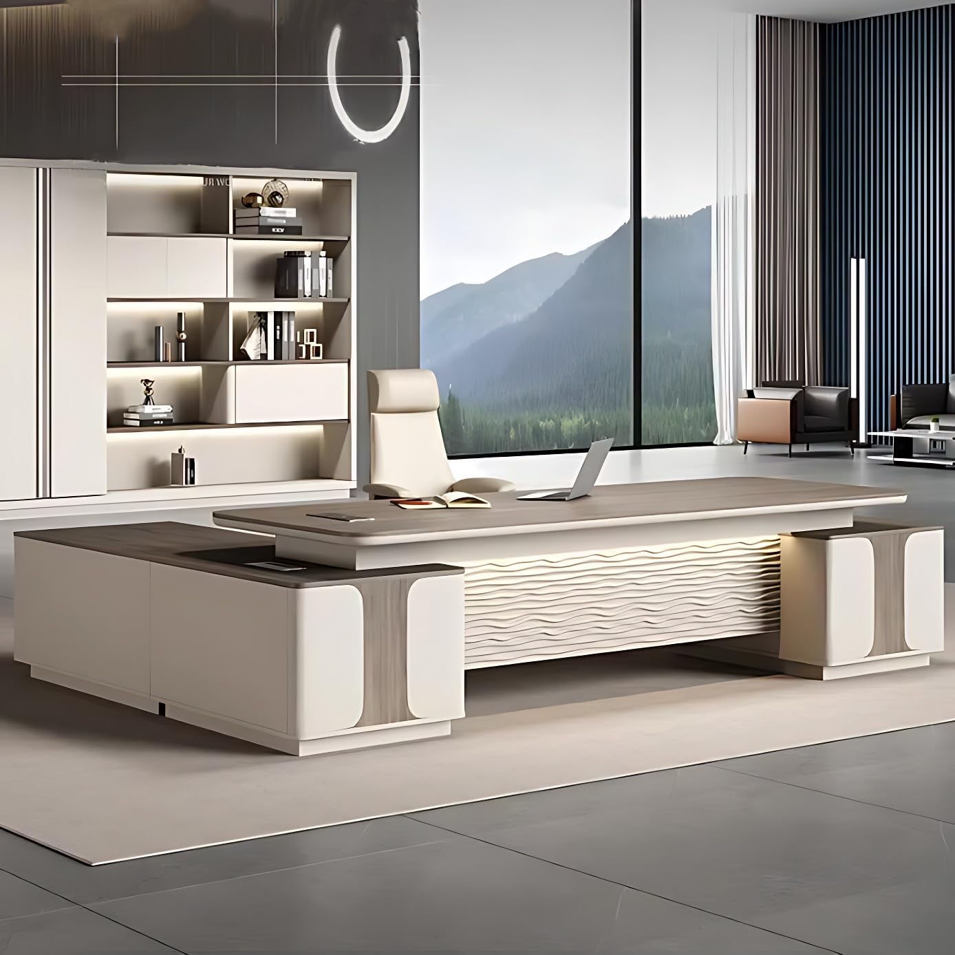 Amazon.com: TIZAZO 88IN Executive Desk with Drawers - Fashionable ...