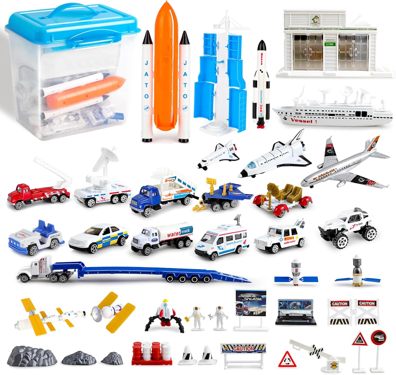 deAO 44 Pieces Astronaut Space Shuttle Rocket Pretend Play Set with ...