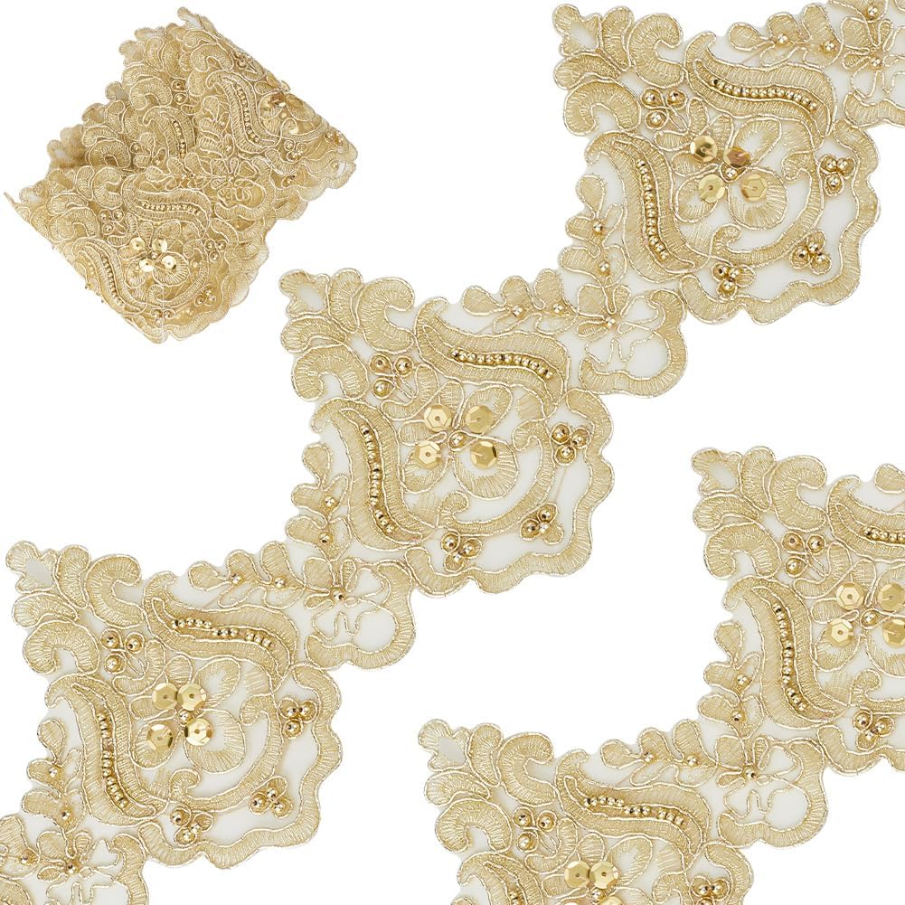 Amazon.com: 5 Yards Gold Lace Trim Gold Embroidery Craft Lace Venice ...