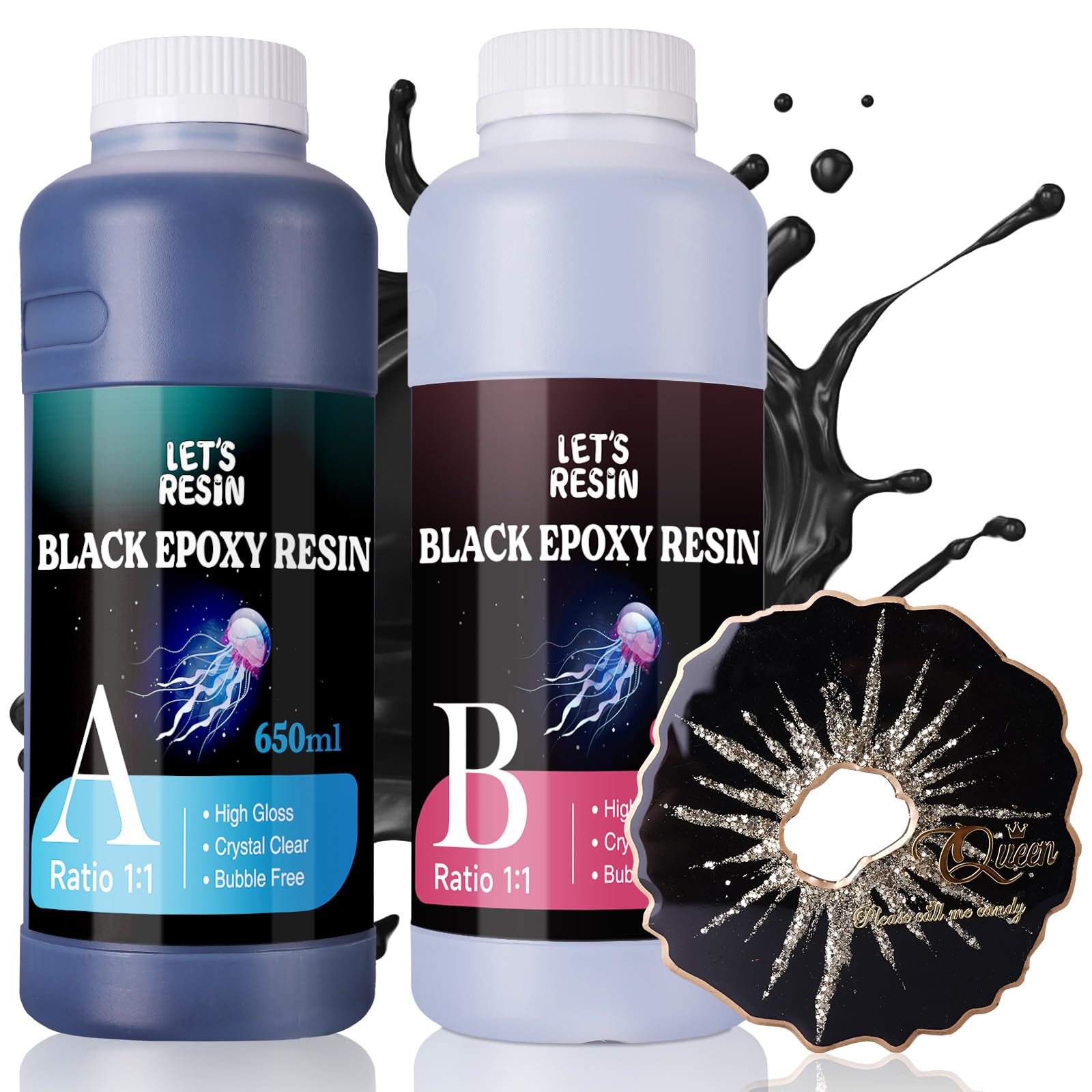 LET'S RESIN 1300ml Black Epoxy Resin, Bubble Free & High-Gloss Epoxy ...