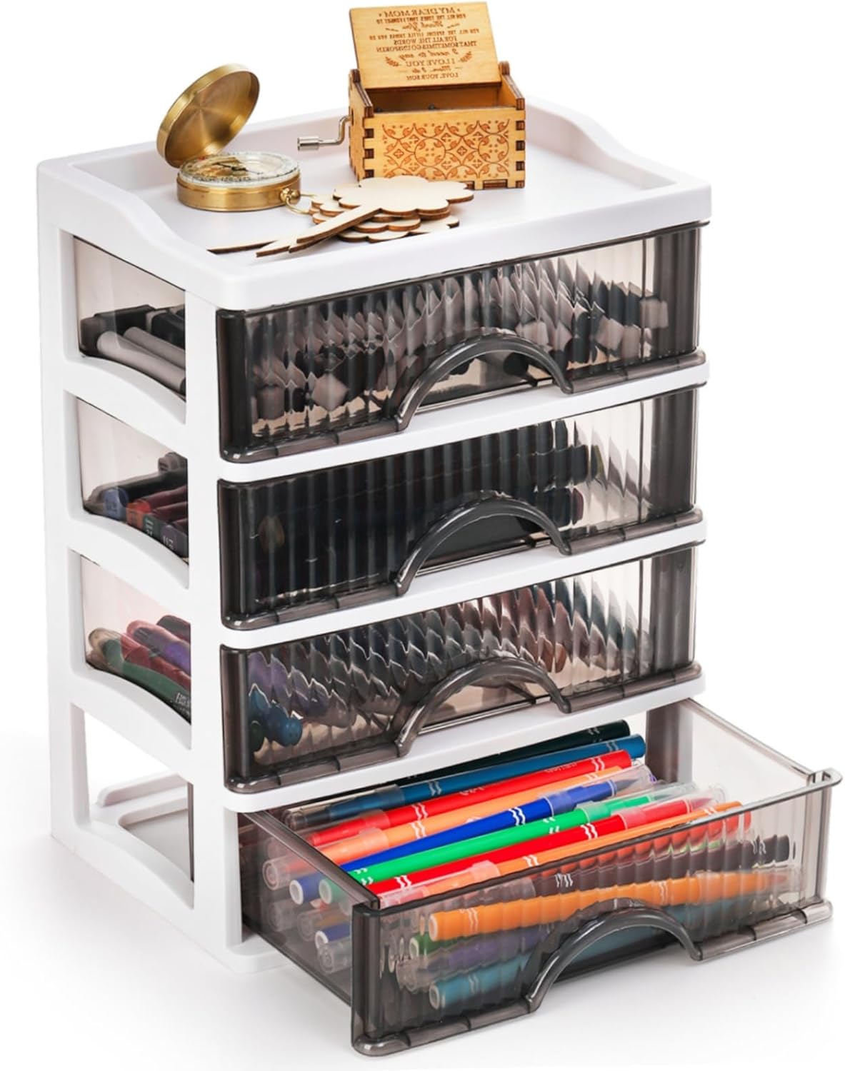 Amazon.com: WRINGKIT Desk Organizer with 4 Drawers, Plastic Desk ...