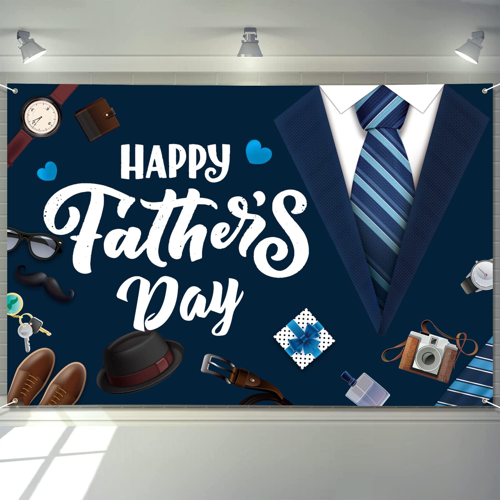Amazon.com: Arosche Large Fathers Day Banner Decorations 72" x 48 ...