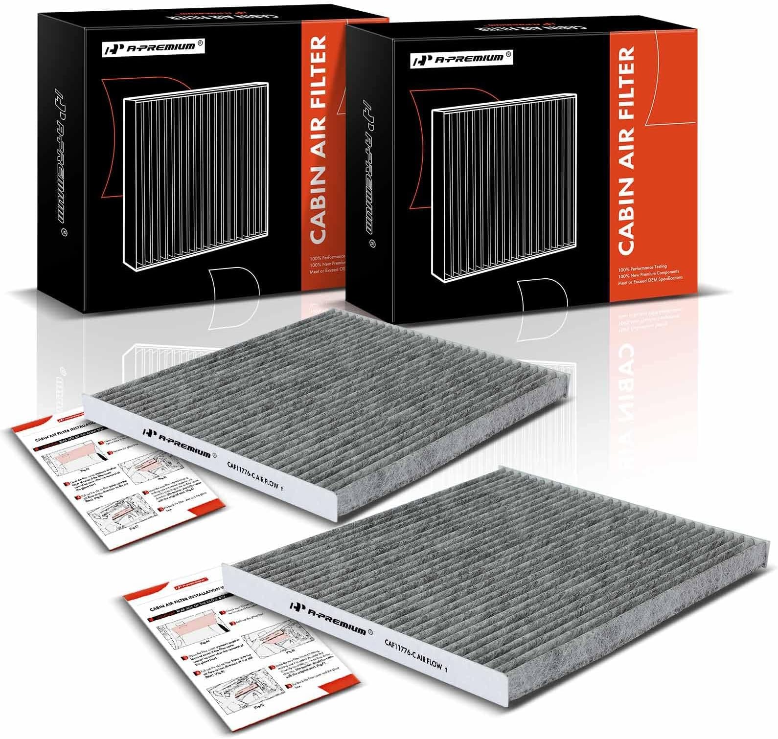 A-Premium 2-PC Cabin Air Filter with Activated Carbon Compatible with ...