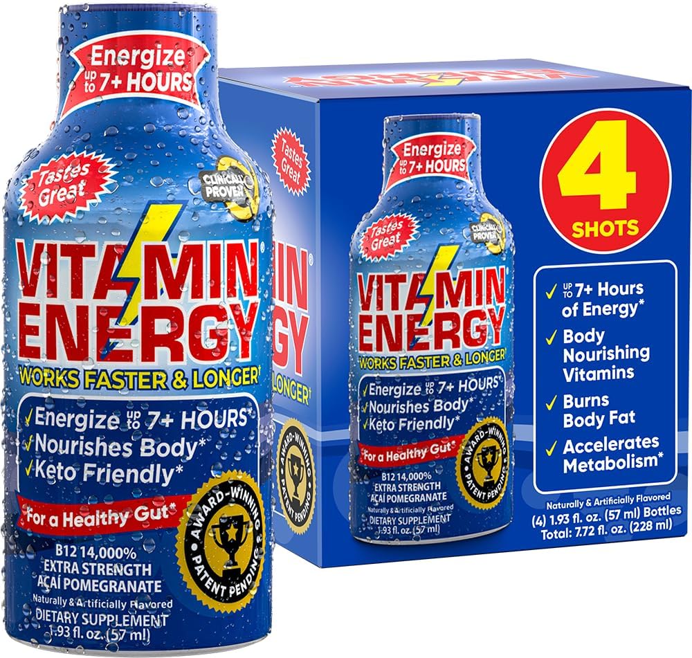 Amazon.com : Vitamin Energy B12 Energy Drink Shots, Acai Pomegranate ...