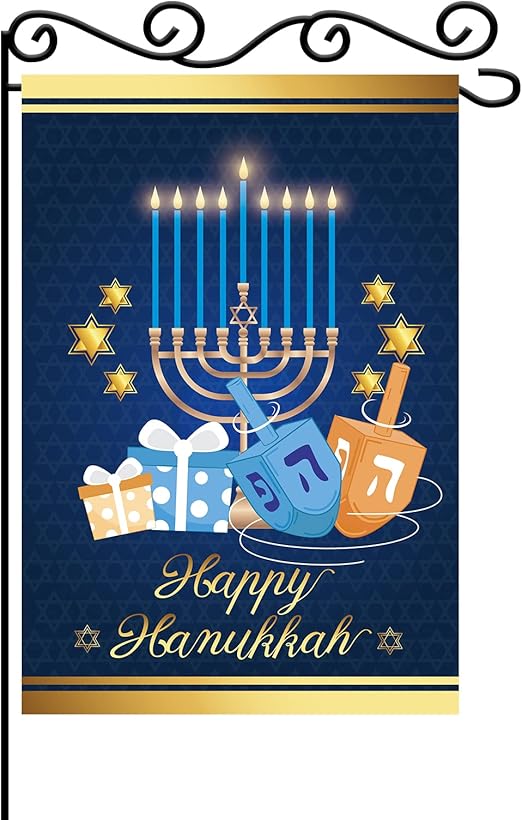 Amazon.com : MEFENG Happy Hanukkah Garden Flag - Menorah Star of David ...