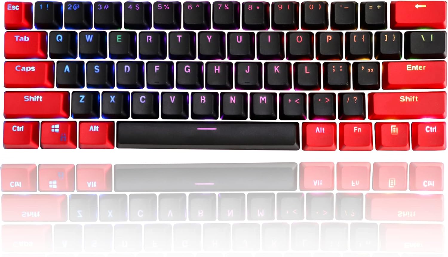 Amazon.com: GTSP Red and Black Keycaps 60% Percent PBT Key Cap Set with ...