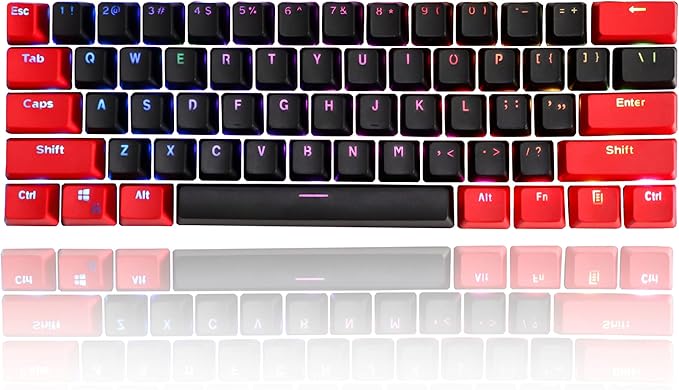 Amazon.com: GTSP Red and Black Keycaps 60% Percent PBT Key Cap Set with ...