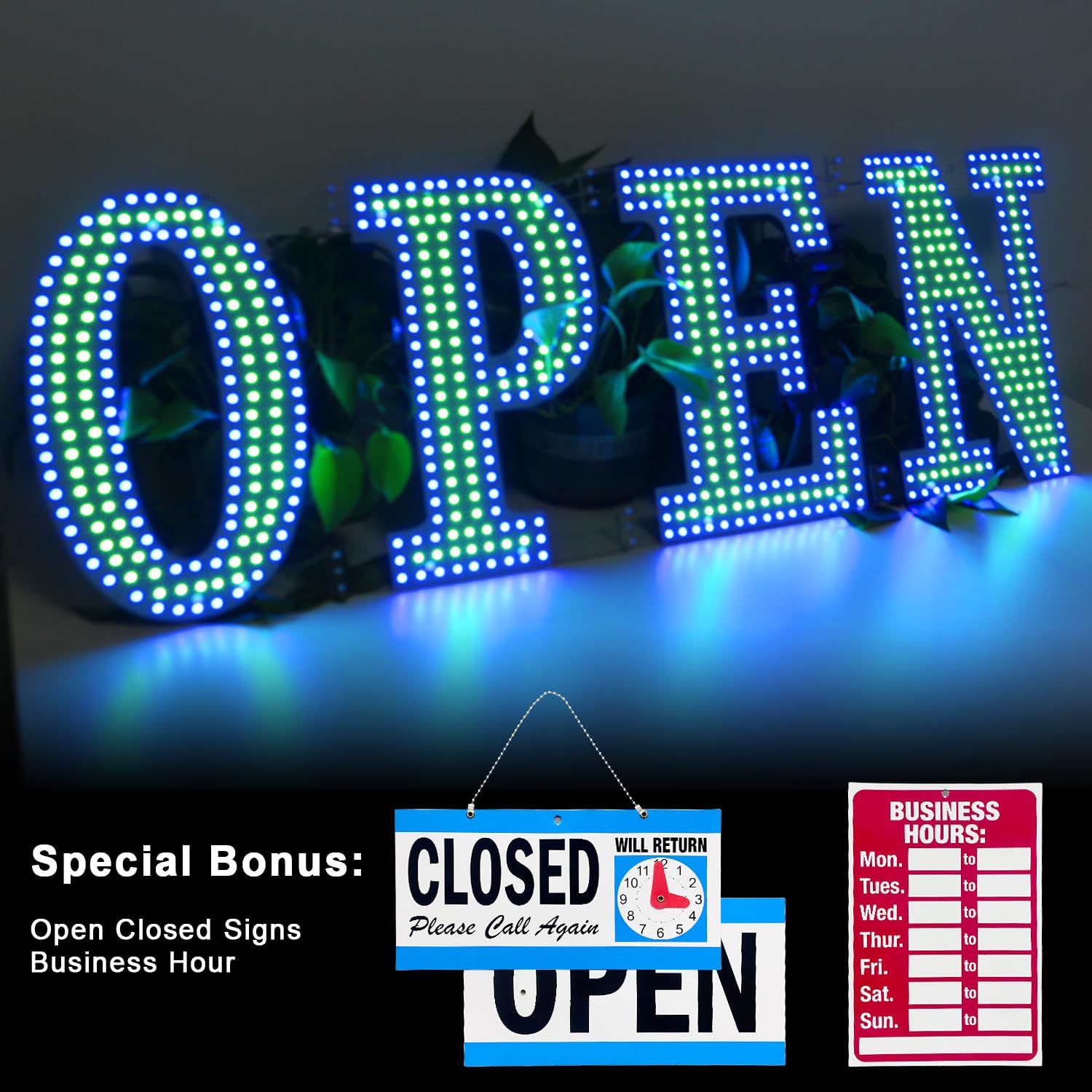 Snapklik.com : LED Open Sign 40"x 14", Large Flashing Open Sign For ...