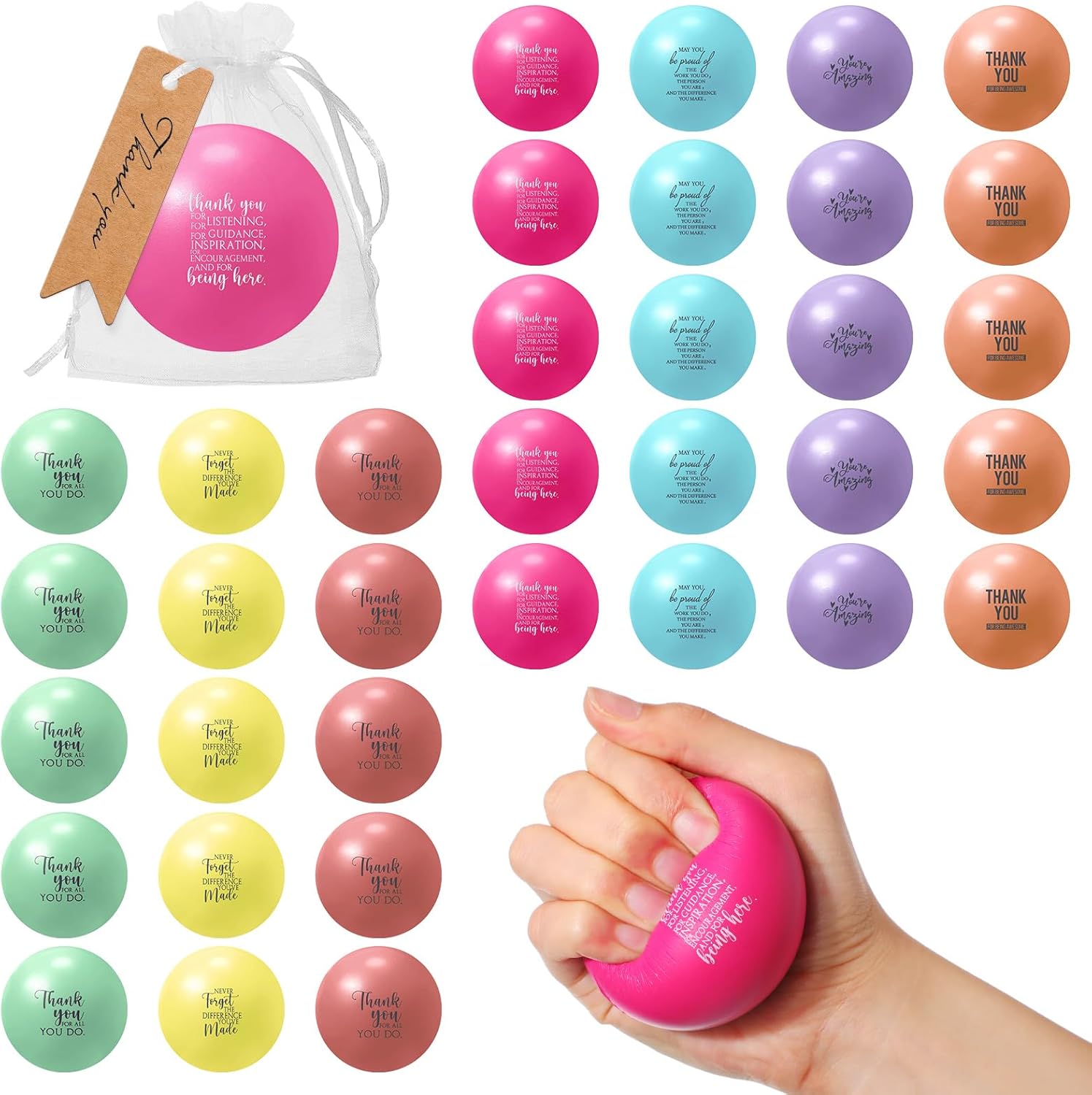 Amazon.com: Sratte 35 Set Motivational Stress Balls Colorful Balls ...