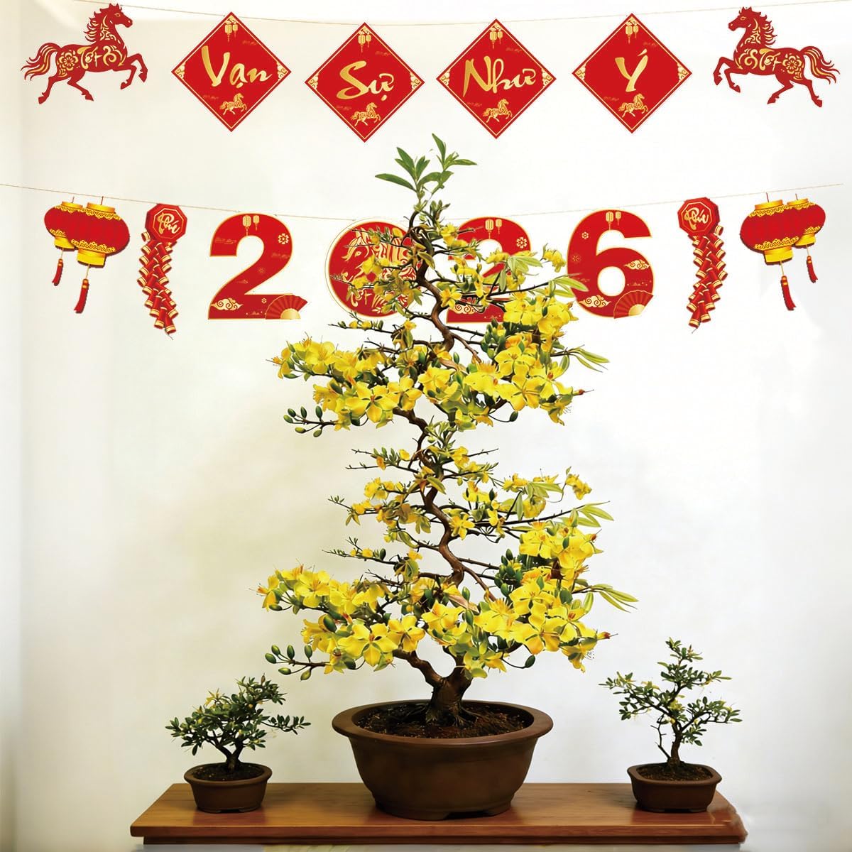 Amazon.com: KYMY 2026 Vietnamese New Year Bunting Banners, 2 Pcs Spring ...