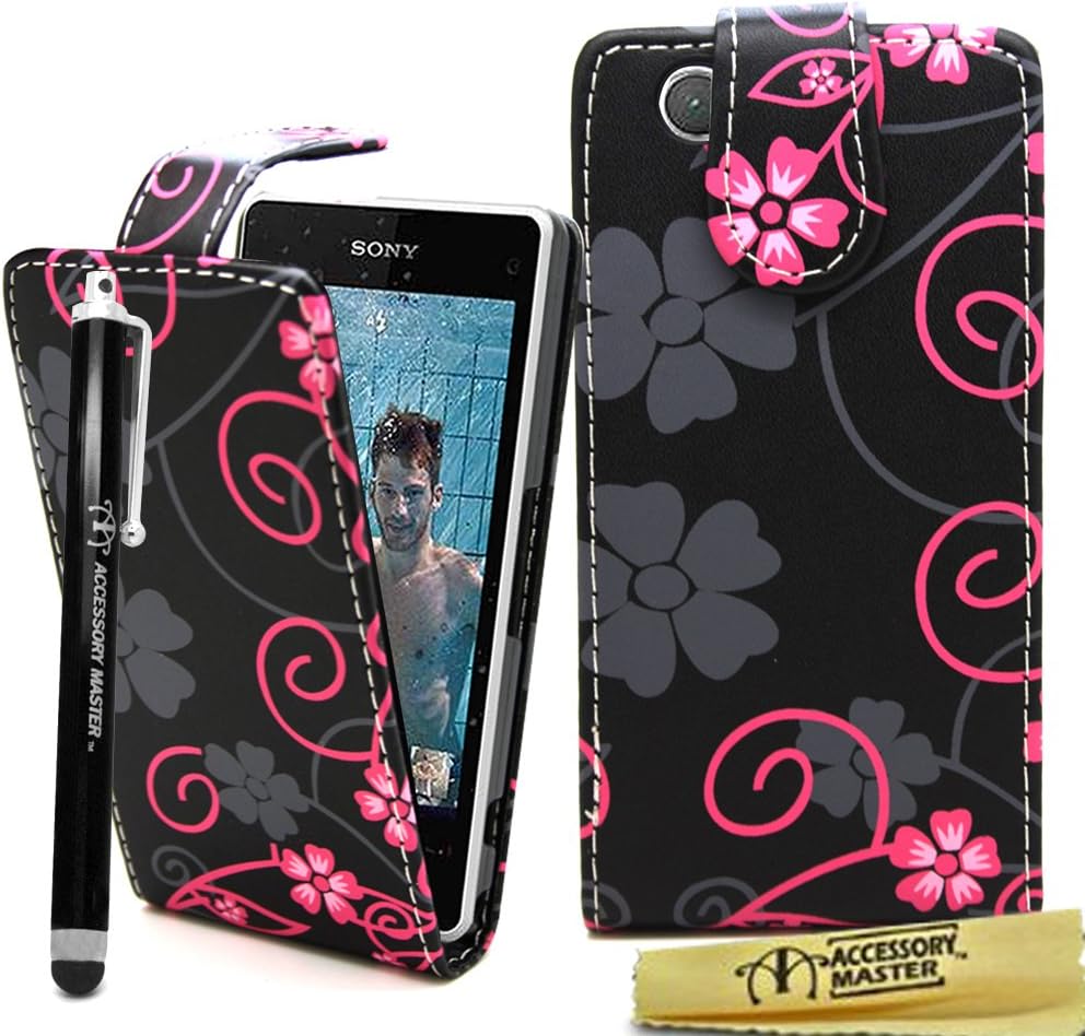 Amazon.com: Accessory Master- Black pu Leather Flip Cover Case with a ...