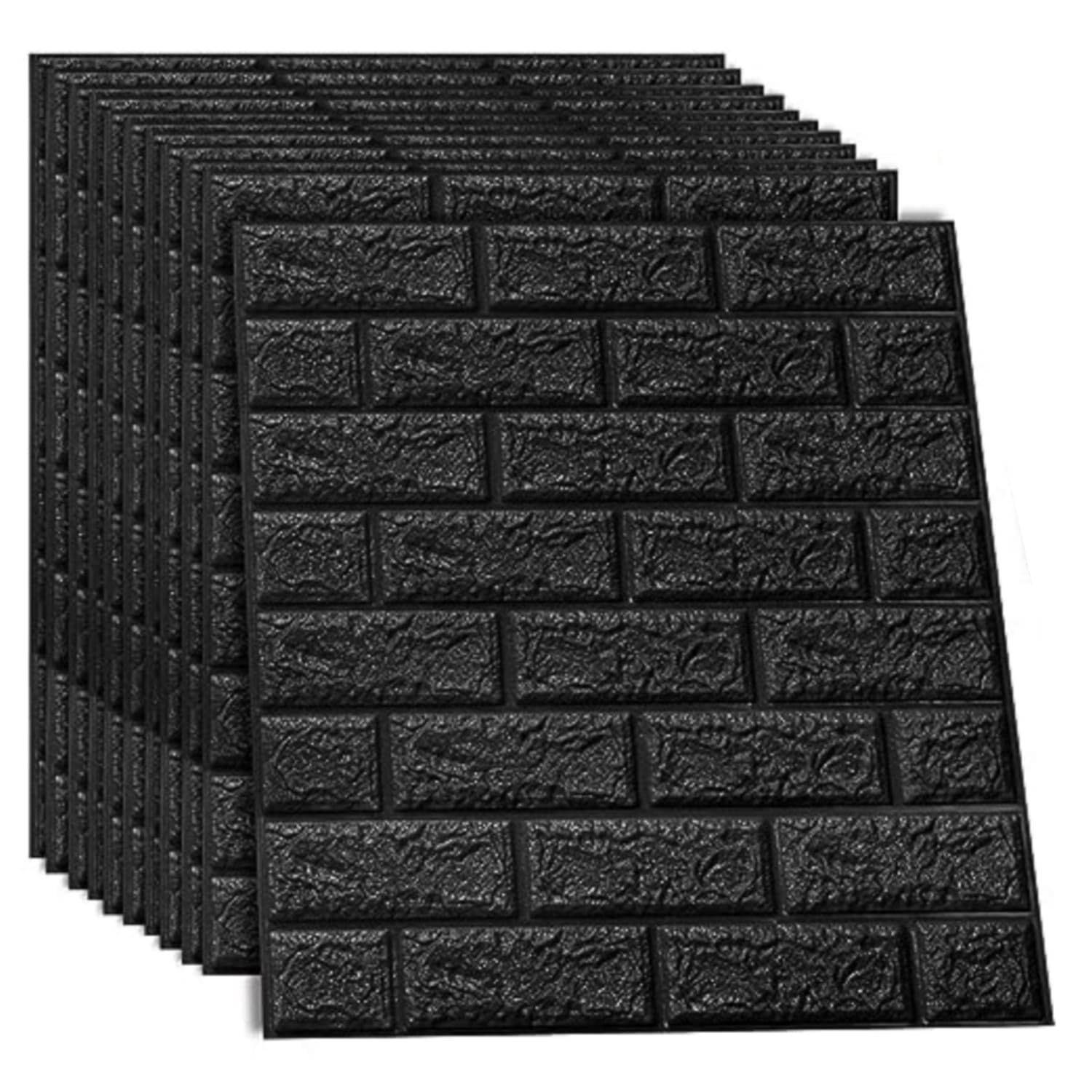HEINRICHED 3D Black Brick Wall Panels Peel and Stick Wallpaper, Self Adhesive Waterproof Foam ...