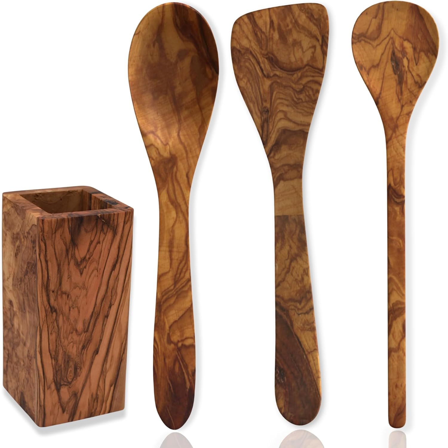 Amazon.com: The Live Edge - 4pc Olive Wood Cooking Utensils Set with ...