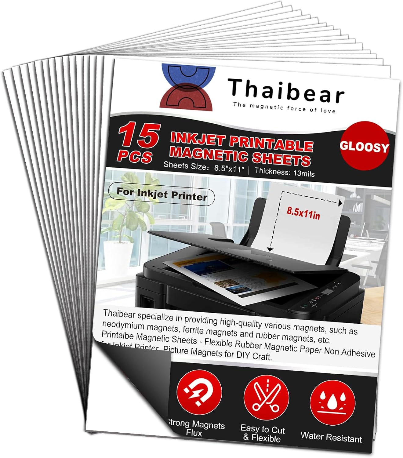 Amazon.com : Thaibear Printable Magnetic Sheets 8.5x11 Inch Inkjet, 15 ...