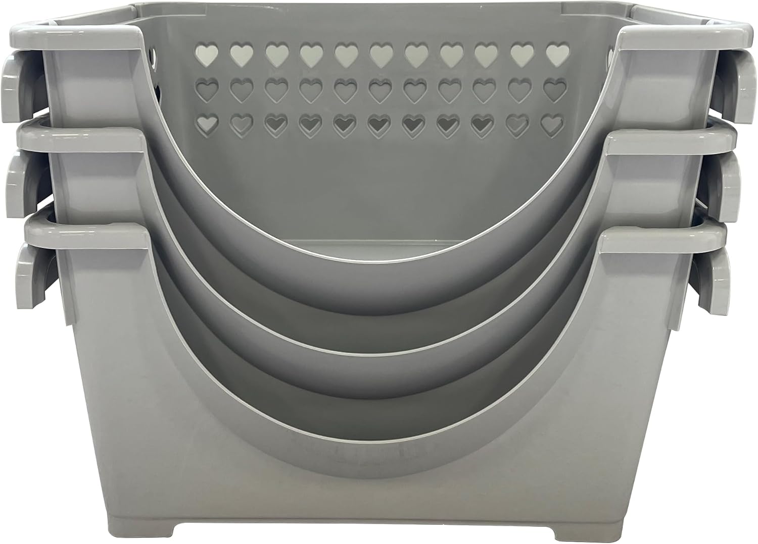 Skywin Contenedores de almacenamiento apilables de plástico, color gris ...