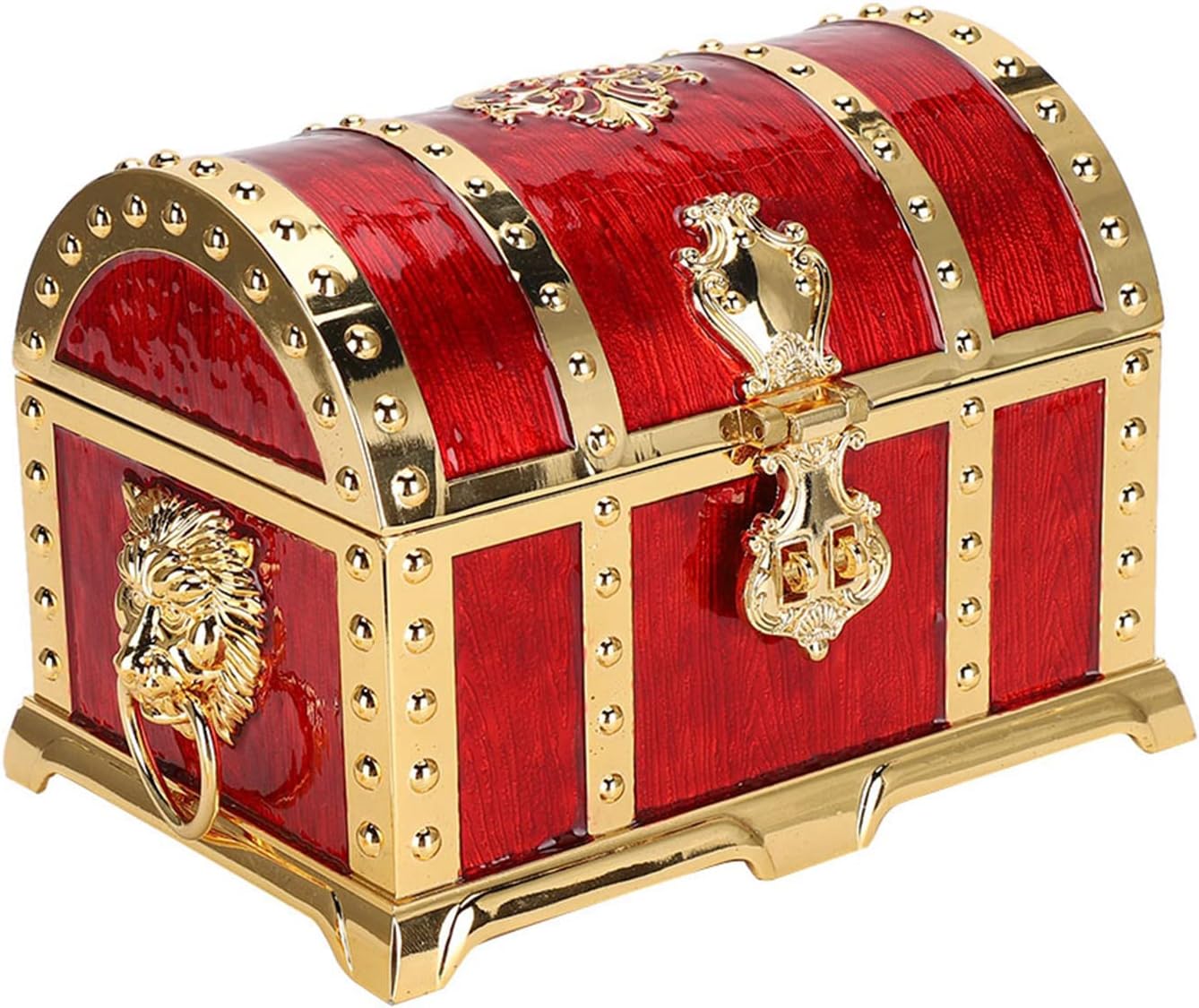 Amazon.com: Vintage Metal Jewelry Chest Treasure Trinket Box, Gem ...