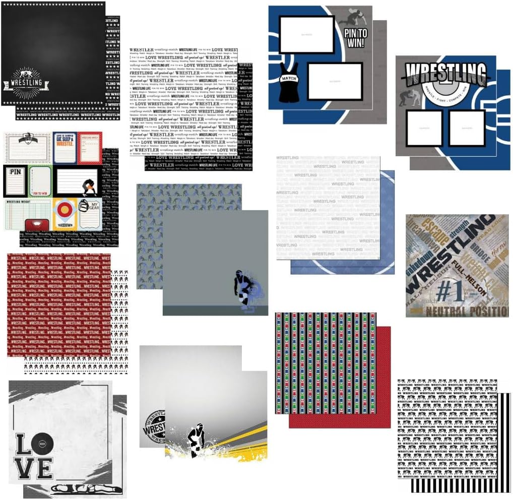 Amazon.com: Custom Bundle - 13 Wrestling Themed 12" x 12" Scrapbook ...