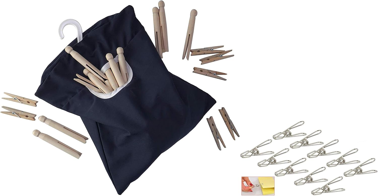 Amazon.com: Home-X Stainless Steel Clothespins, Set of 10 and Canvas ...