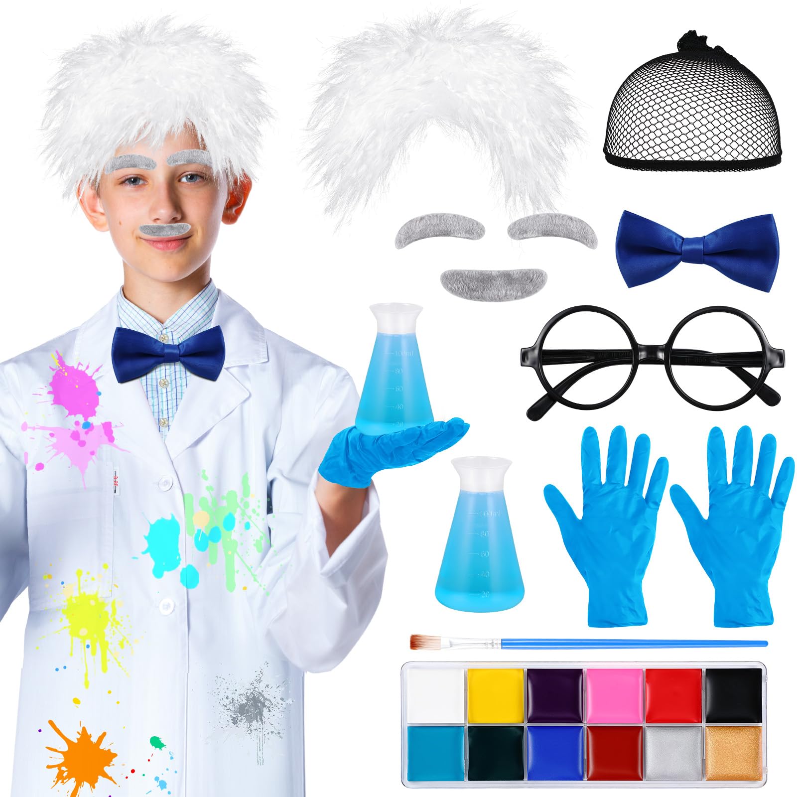 Amazon.com: Bonuci 10 Pcs Halloween Mad Scientist Costume Set Scientist ...