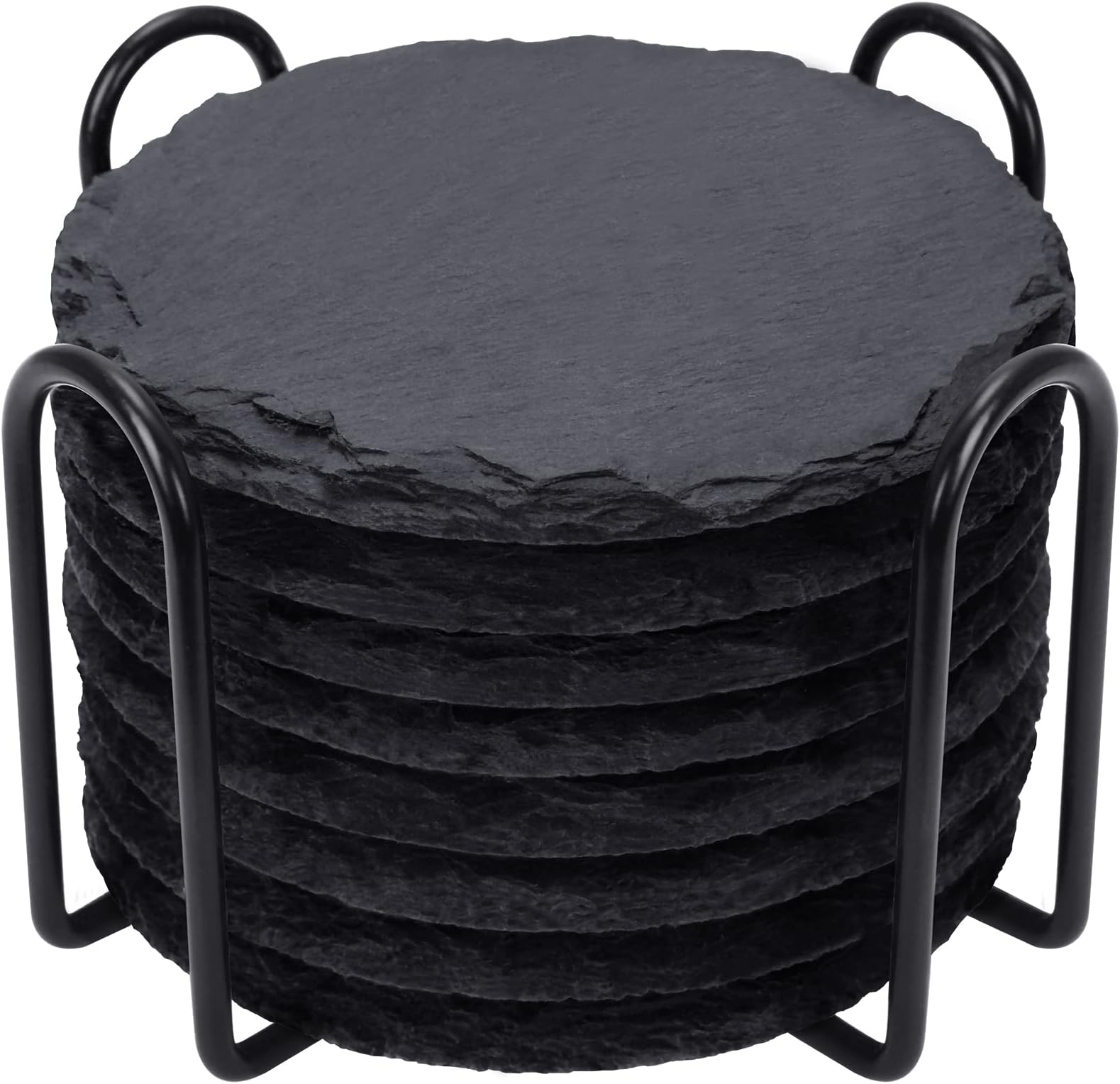 Amazon.com: TOSSOW Slate Stone Coasters Set,4 PCS Black Square Cup ...