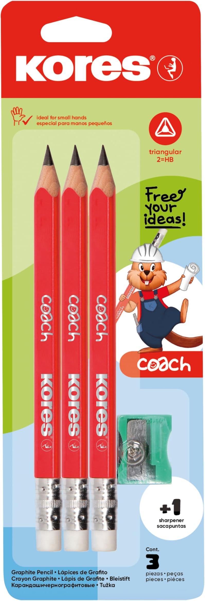 Kores - Coach: Jumbo Pencils for Kids, Soft HB Lead and Eraser Tip ...